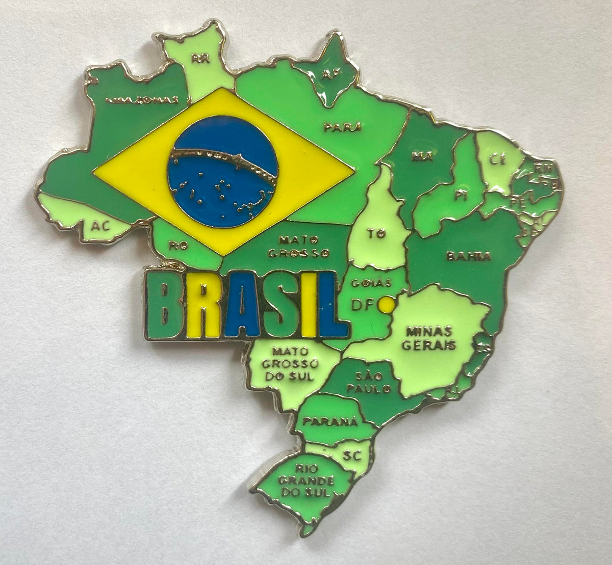 Imã Brasil - Imã de Geladeira Brasil em Metal com Mapa, Bandeira e Est ...